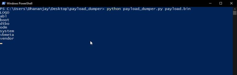 Extract Android OTA Payload.bin File using Payload Dumper Tool