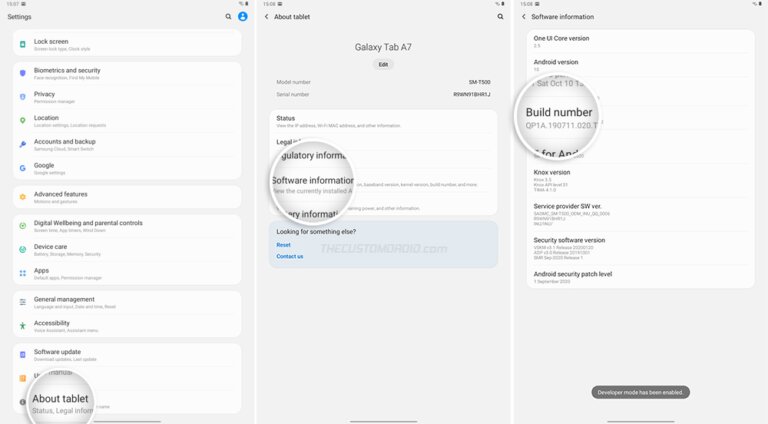 Enable Developer Options and USB Debugging on Samsung Galaxy Tab A7 10. ...