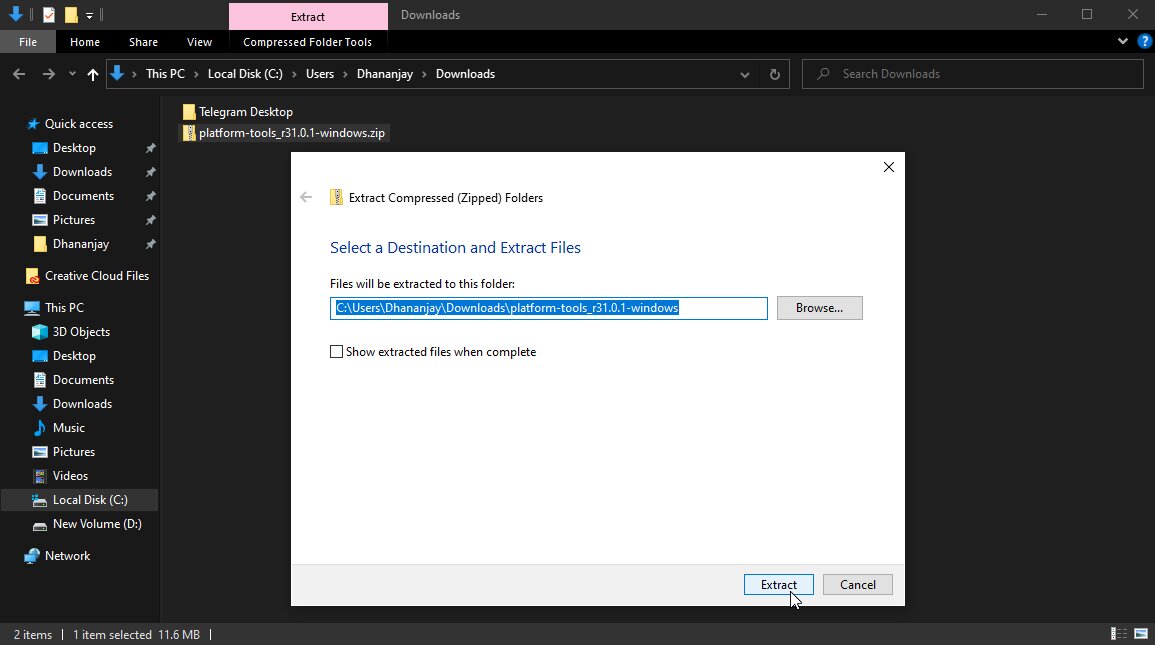 Open ADB/Fastboot Command Window in Platform-Tools